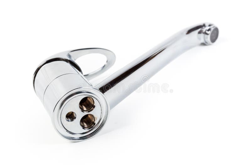 Single Handle Mixer Kitchen Tap from the Side of Base Stock Photo ...