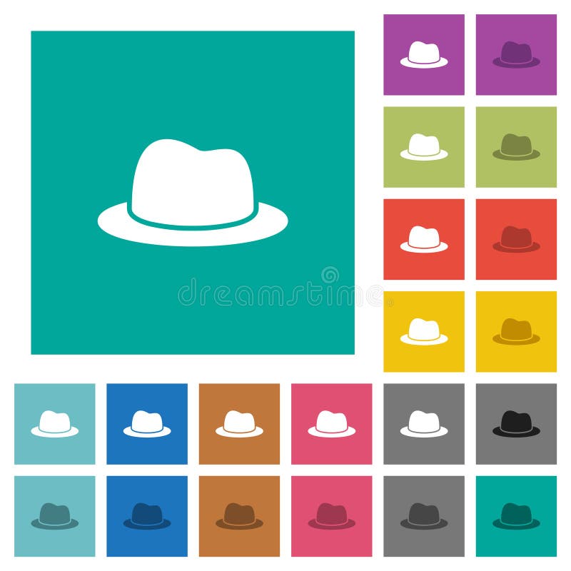 Single Hat Square Flat Multi Colored Icons Stock Vector - Illustration ...