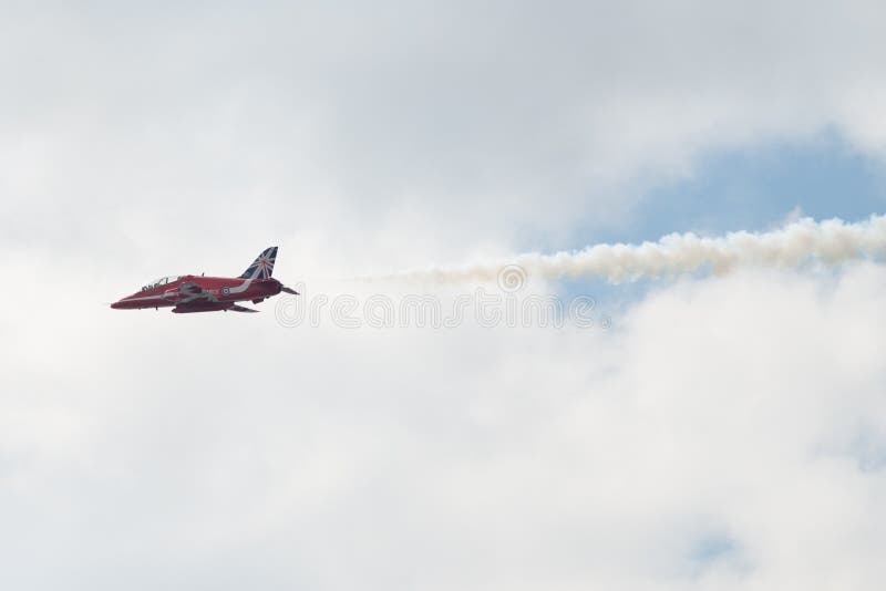 Single Hawk T1 Jet on Air Show Stock Image - Image of airforce, clouds ...