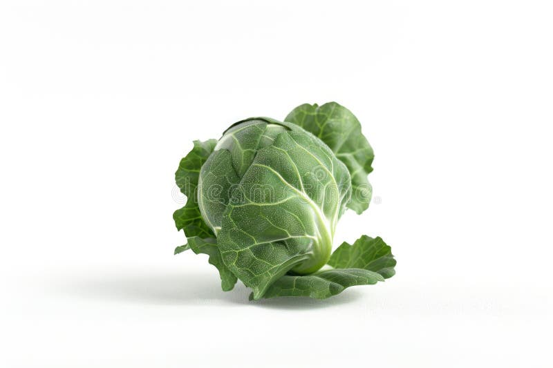 A Single Head of Cabbage Placed on a Clean White Surface, Great for ...