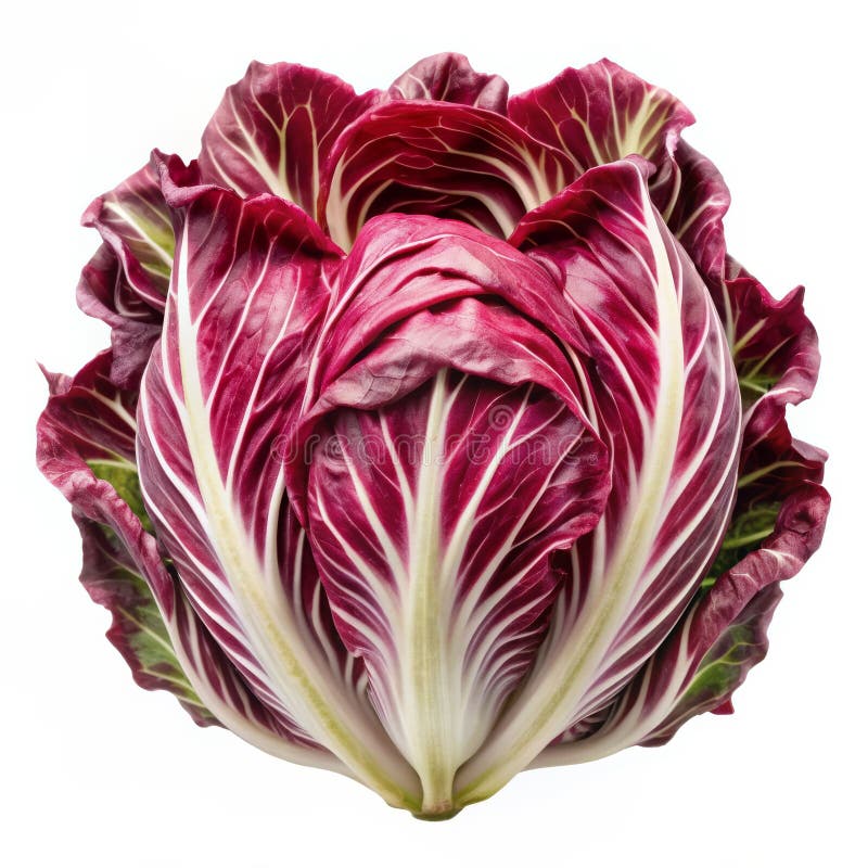 Single Head of Red Radicchio Isolated on White Stock Illustration ...