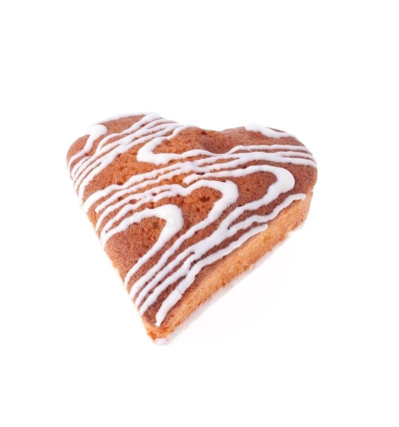 Single Heart-Shaped Sponge Cake Stock Image - Image of element ...