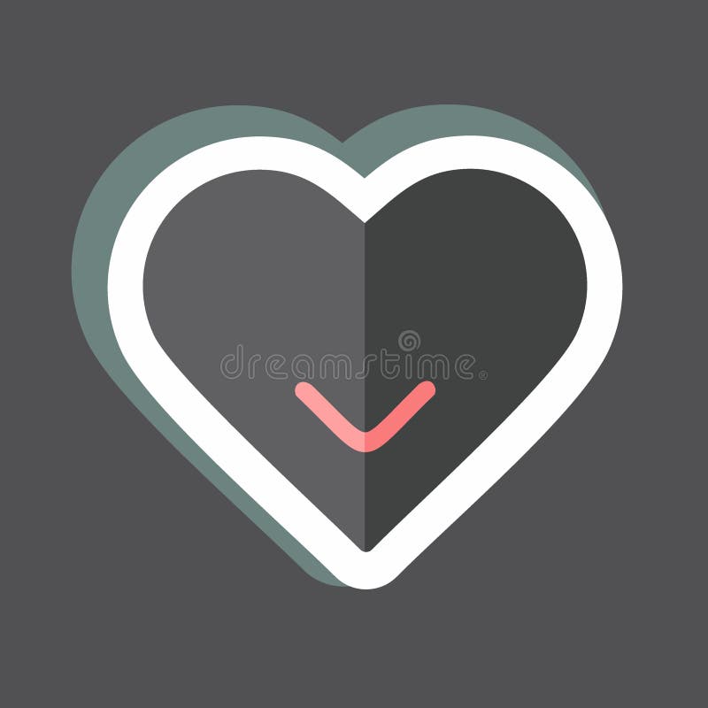 Single Heart Sticker in Trendy Isolated on Black Background Stock ...