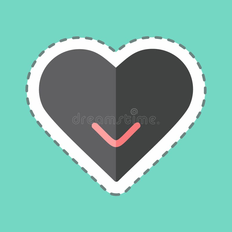 Single Heart Sticker in Trendy Line Cut Isolated on Blue Background ...