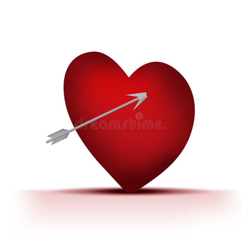 Single hearts with arrow stock illustration. Illustration of caramel ...