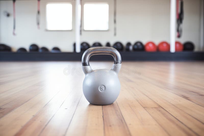 Single Heavy Kettlebell on a Wooden Floor Stock Image - Image of ...