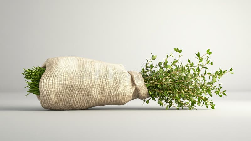 A Single Herb Bundle Styled in an Eco-friendly Fabric Wrap with Subtle ...