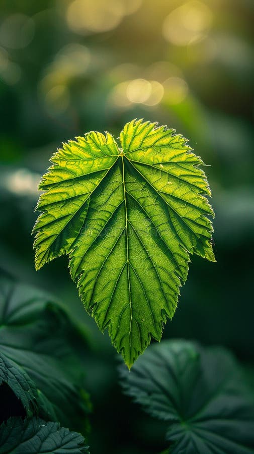 Single Hop Leaf with Sunlight Filtering through, Focus on, Natural ...