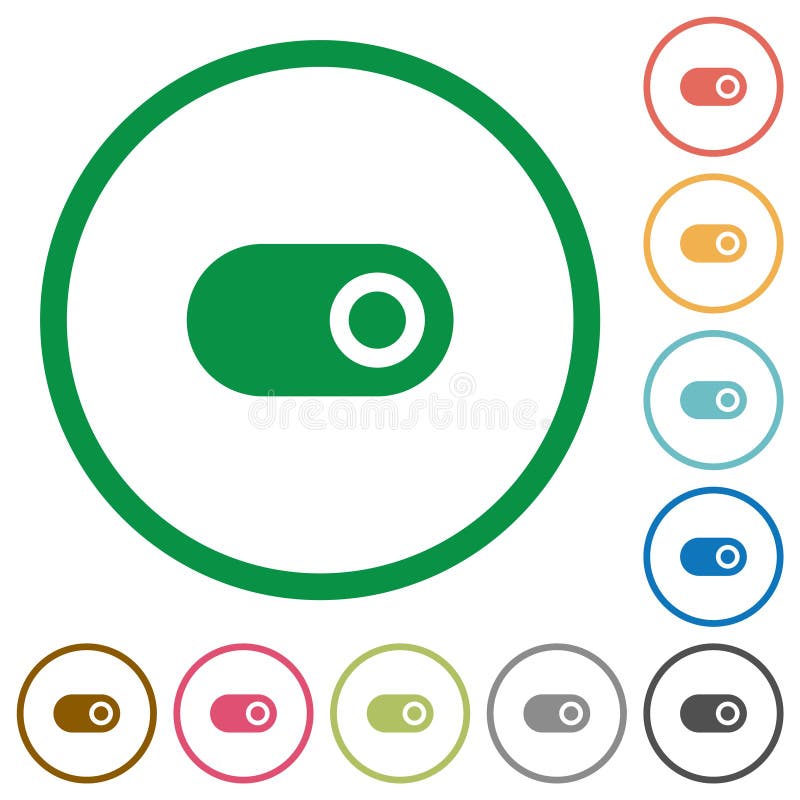Horizontal Toggle Switches Outline Vivid Colored Flat Icons Stock ...