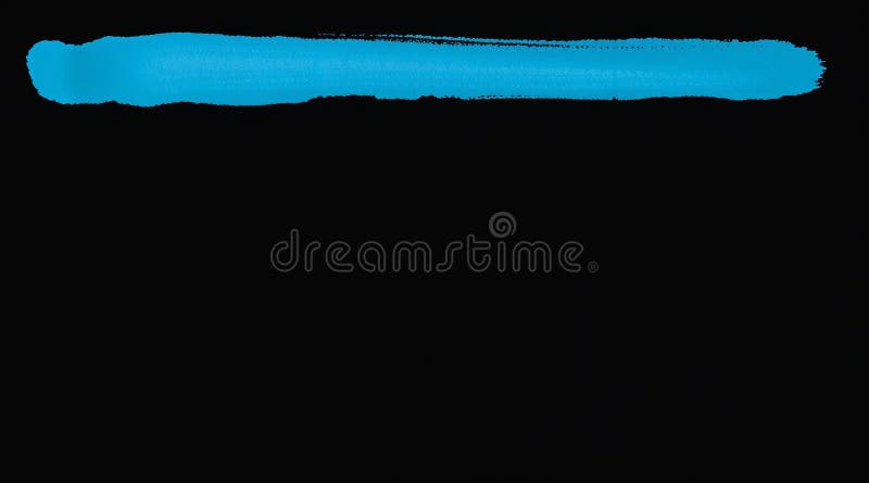 Single Horizontal Turquoise Brushstroke on Black Background Creating ...