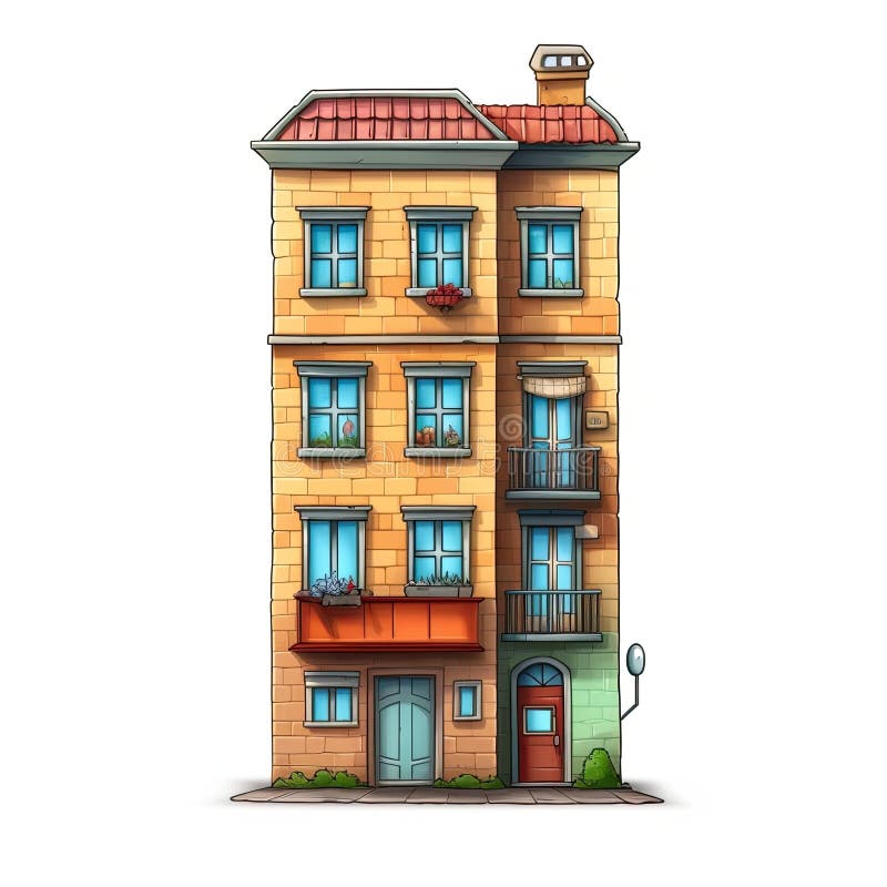 Single House Isolated Cartoon Style. Stock Illustration - Illustration ...