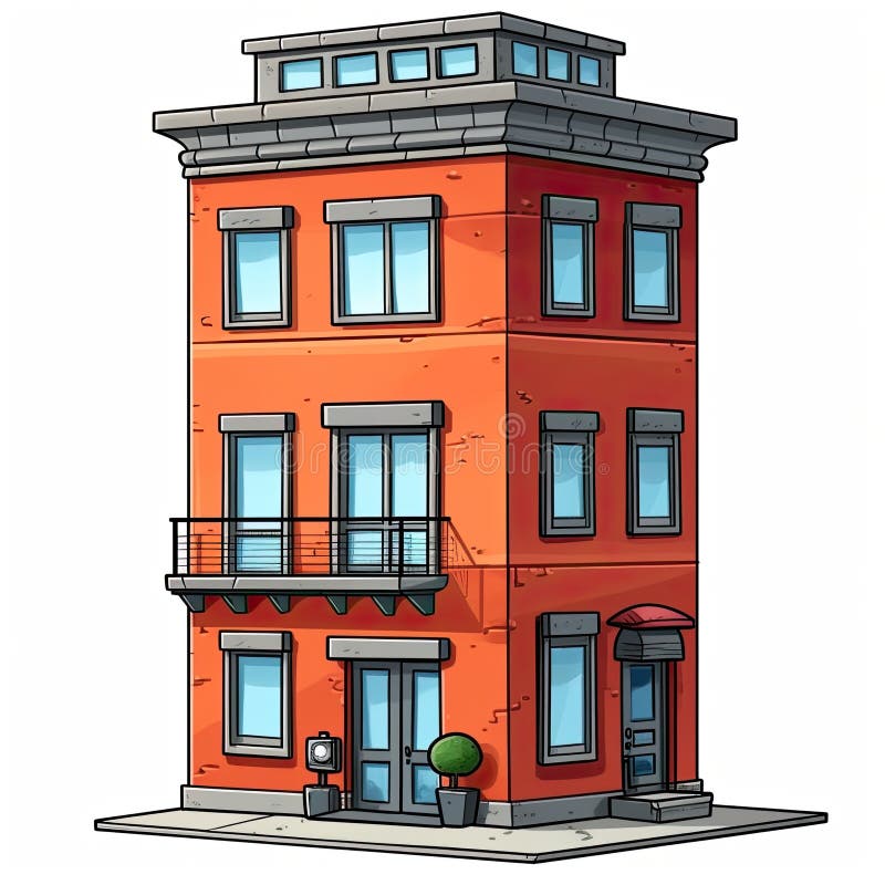 Single House Isolated Cartoon Style. Stock Illustration - Illustration ...
