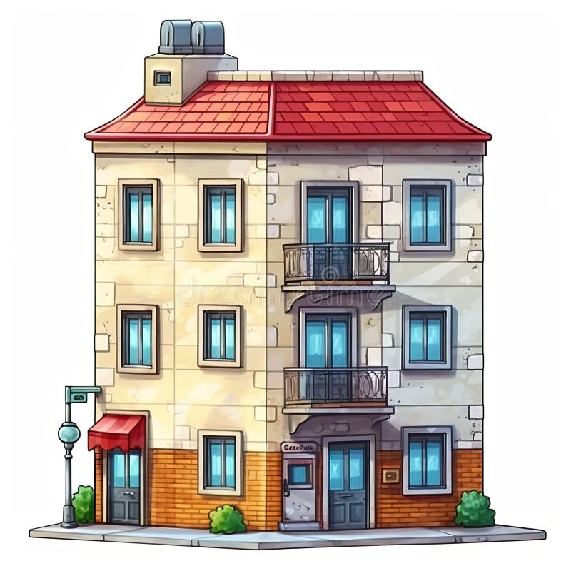 Single House Isolated Cartoon Style. Stock Illustration - Illustration ...