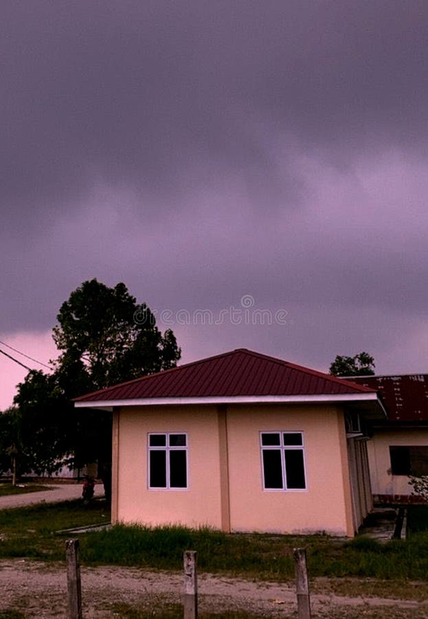 A Single House on the Storm. Nature Village View Stock Photo - Image of ...