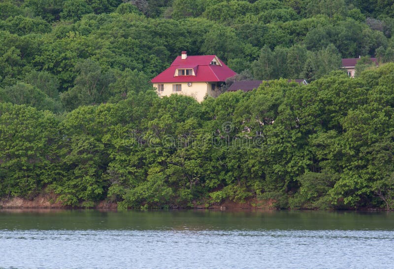 Single House among Trees on the Hill. Stock Photo - Image of exterior ...
