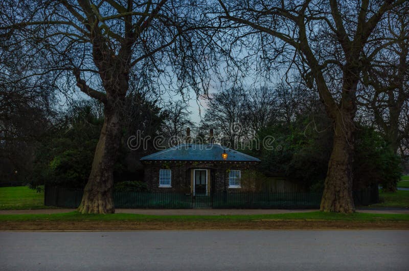 Single House between Two Big Trees Stock Photo - Image of home, trees ...