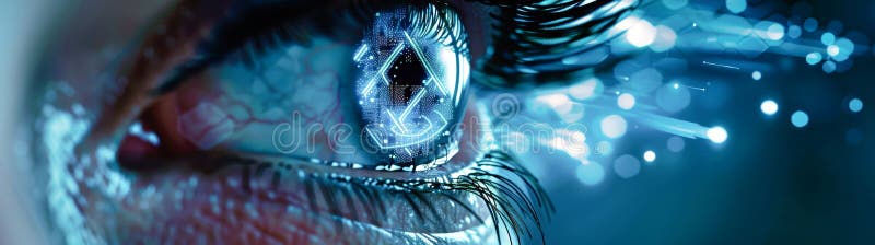 A Single, Human Eye with Intricate Futuristic Technology Embedded on ...
