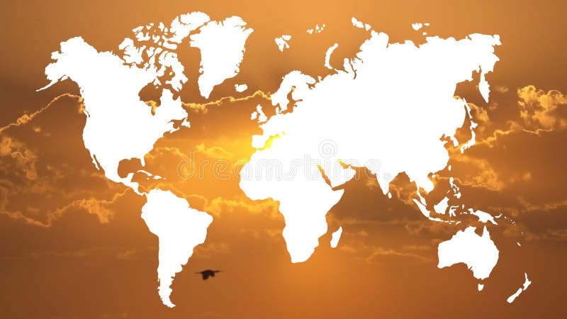 Single Ibis Bird Flying Over World Map, Loopable Stock Video - Video of ...