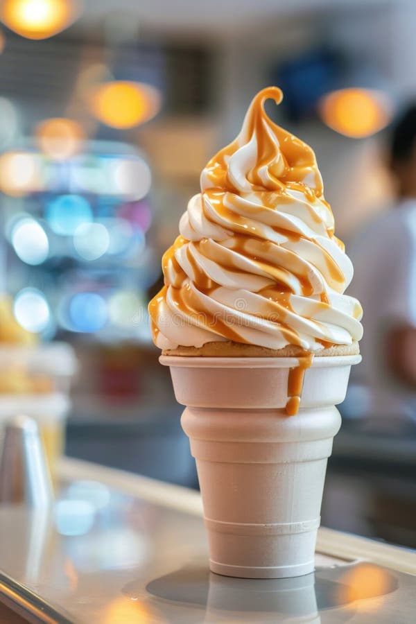 A Single Ice Cream Cone Sits on Top of a Kitchen Counter, Ready To Be ...