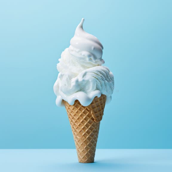 Single Ice Cream Cup on a Solid Light Blue Matte Background Studio Shot ...