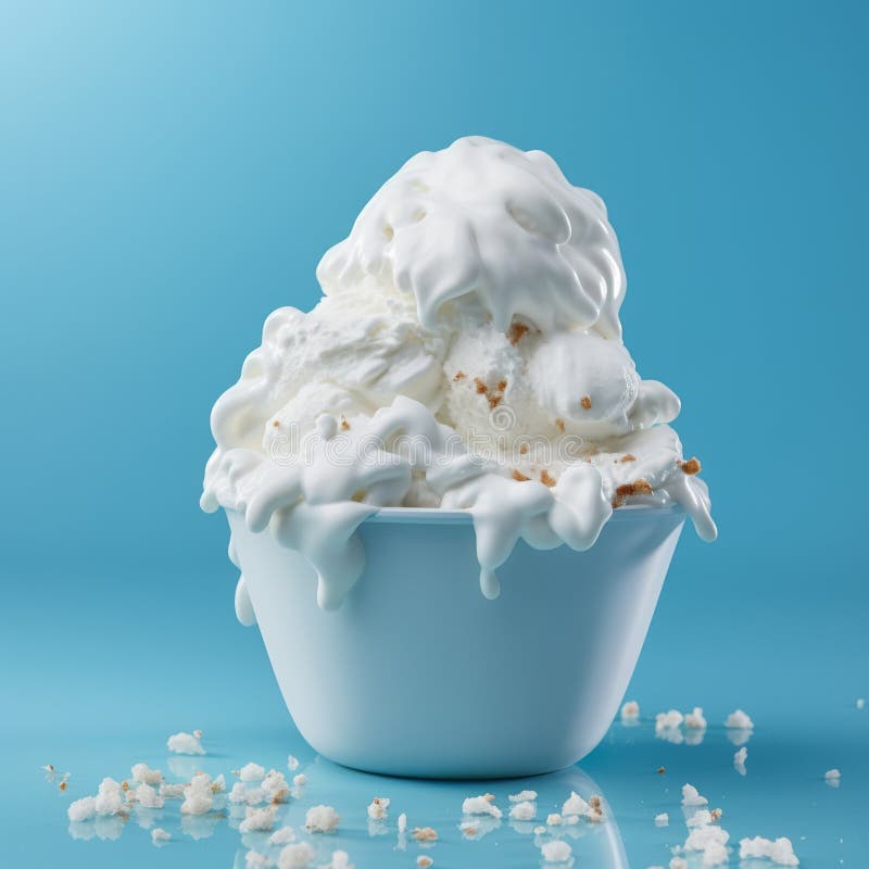 Single Ice Cream Cup Solid Light Blue Matte Background Studio Shot ...
