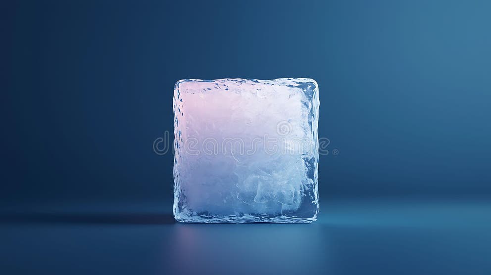 Single Ice Cube on a Blue Background Stock Image - Image of drink ...