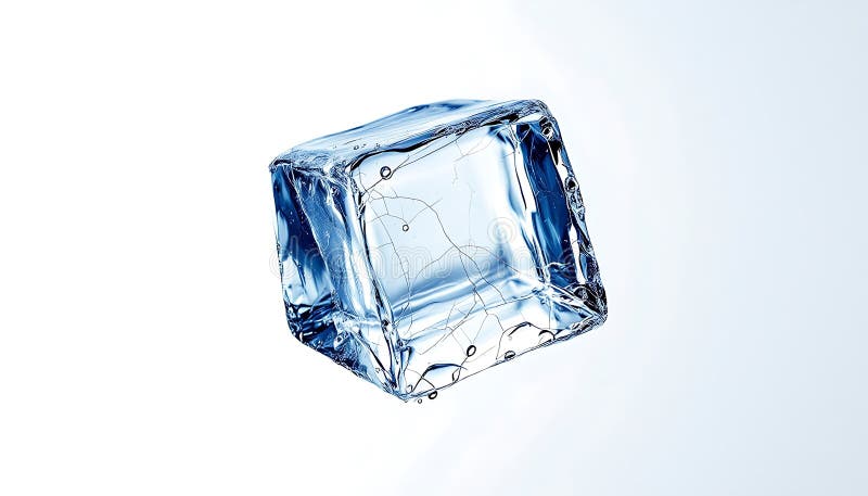 Crystal Clear Ice Cube: a Serene, Blue-Tinted Still Life Stock Photo ...