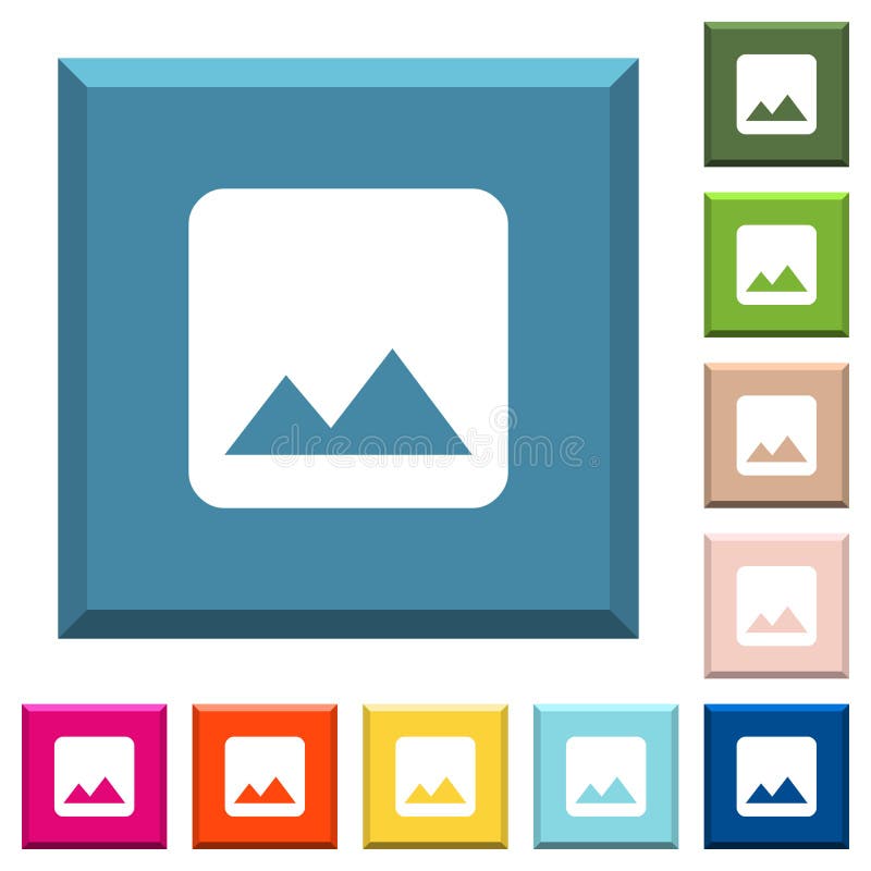Single Image White Icons on Edged Square Buttons Stock Vector ...
