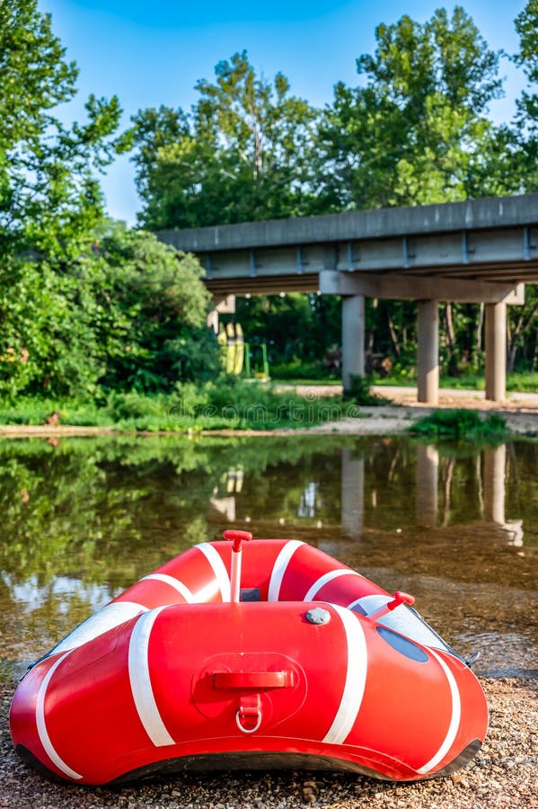 Single Inflatable Raft at the Beginning of a Float Trip on a River ...
