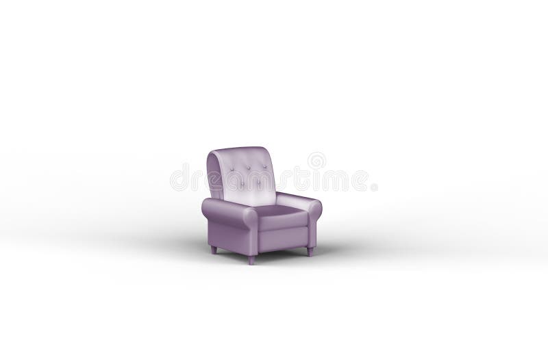 Single Isolated Armchair in Flat Monochrome White Color Background ...