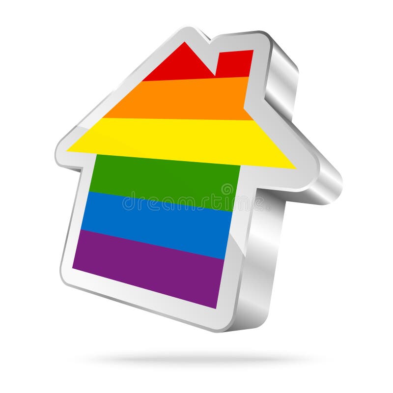 Silver House Icon Rainbow Flag Gay with Shadow Stock Vector ...