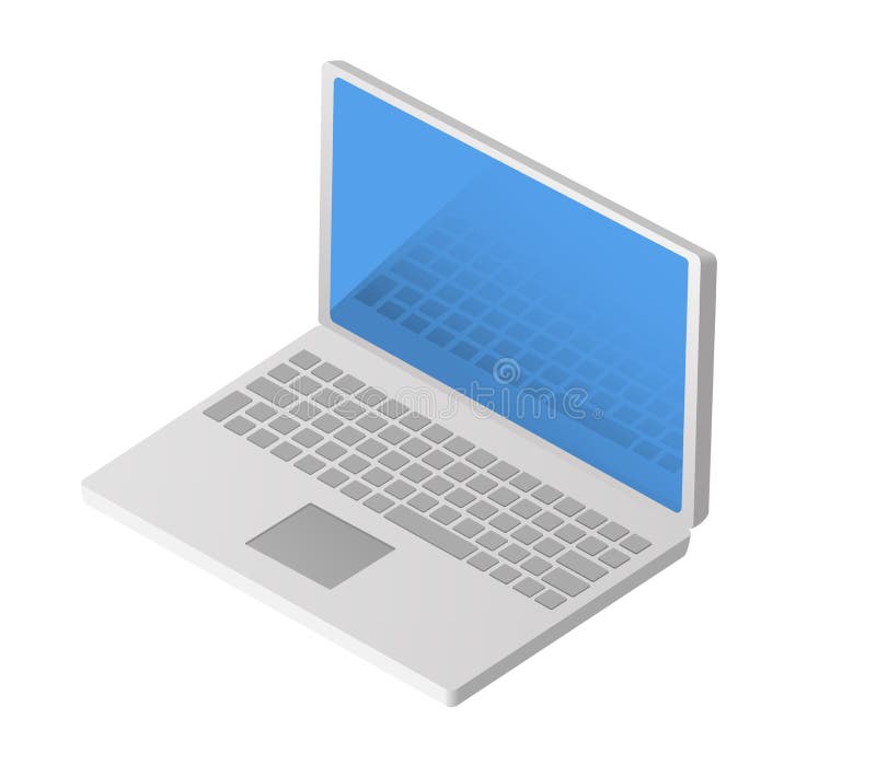 Single Isometric Personal Computer with a Screen and Keyboard Stock ...