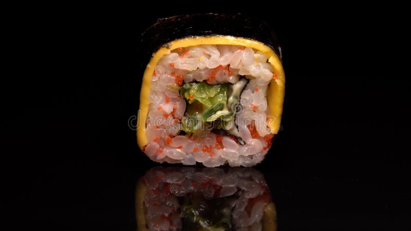 Sushi Roll with Cheese and Wakame Stock Photo - Image of prepared ...