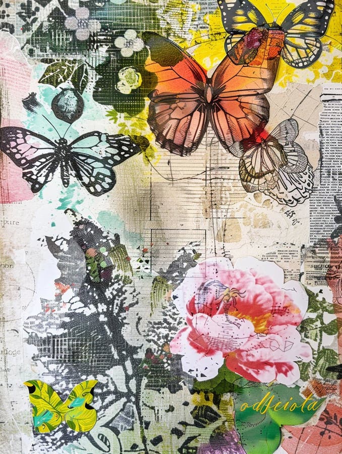 Single Journal Page, Collage Sheet, Scrapbook 1 Stock Illustration ...