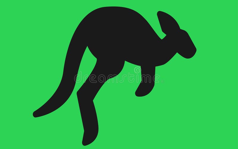 A Single Kangaroo Outline Shape Silhouette Against a Green Backdrop ...