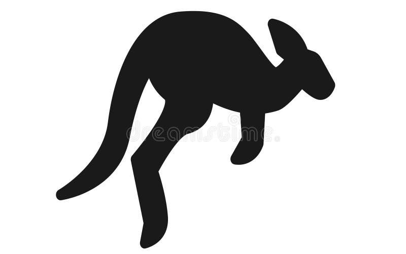 A Single Kangaroo Outline Shape Silhouette Against a White Backdrop ...