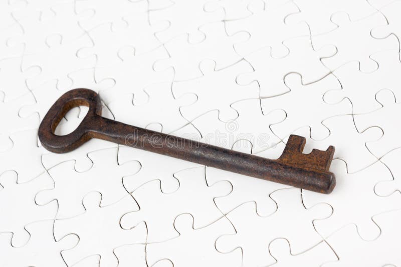 Single Key Resting on Jigsaw Puzzle Stock Image - Image of business ...