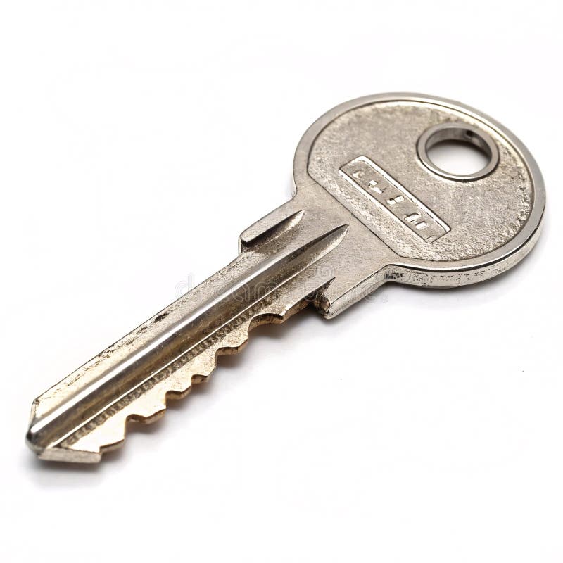 Single Key on White Background Stock Image - Image of detail, studio ...