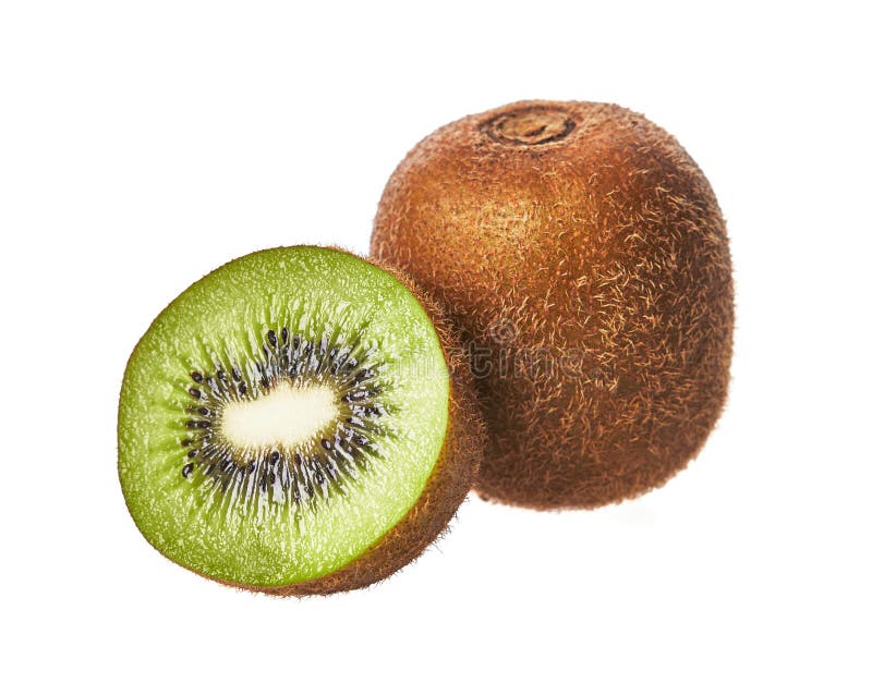 Single Kiwi and Slices Isolated on a White Background Stock Photo ...
