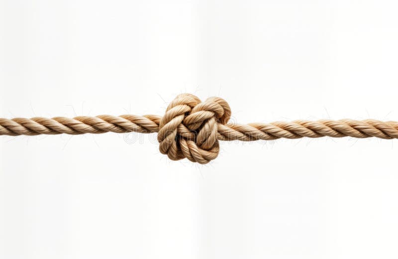 Single Knot on Light Brown Rope Isolated on White Background. Rope ...