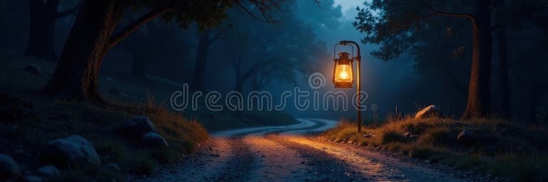 Single Lantern Casts Long Shadows in Nocturnal Scene, Shadow, Lone ...