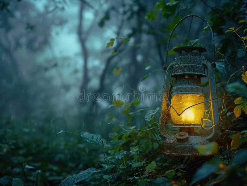 Lantern in Forest stock photo. Image of nature, trail - 382779810
