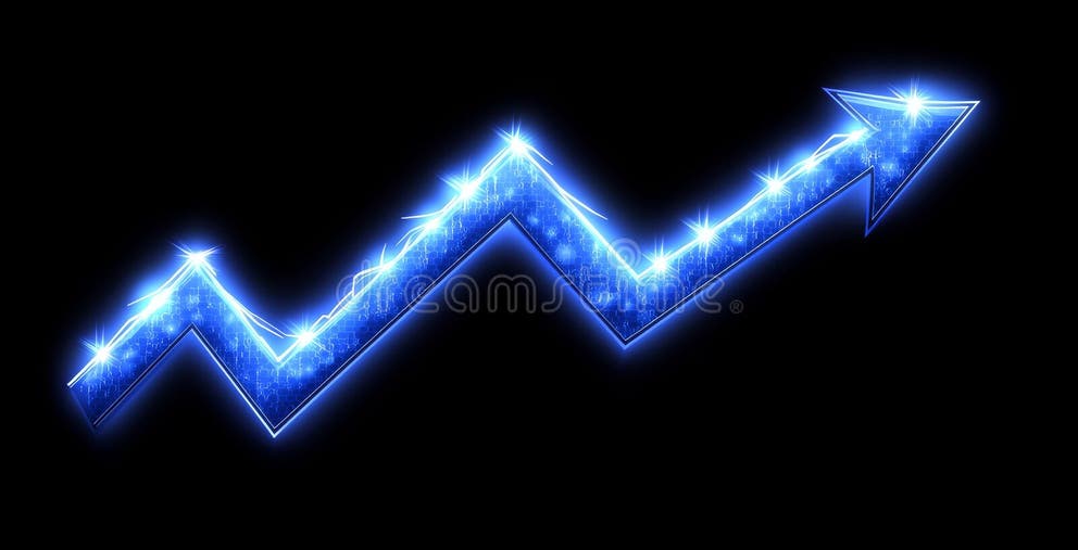A Single Large Arrow on a Deep Blue Background with Several Smaller Up ...