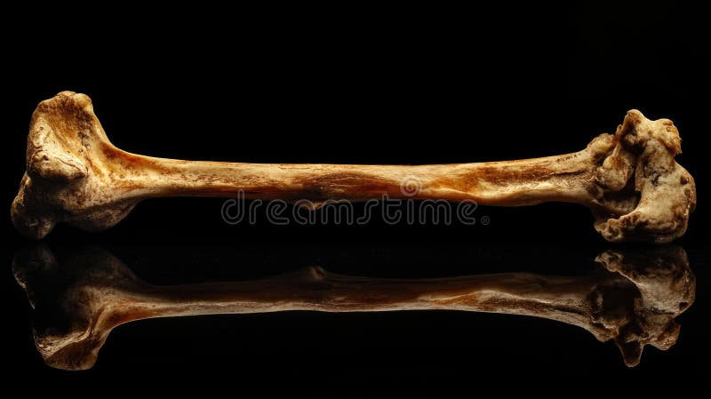 A Single Large Bone Lies on a Black Surface Stock Photo - Image of ...