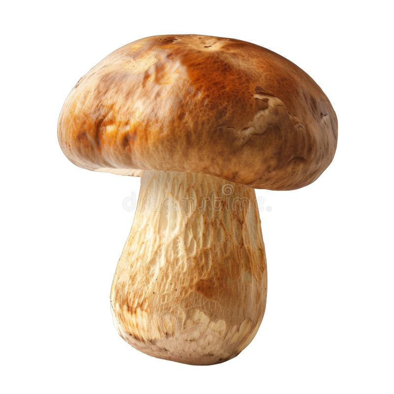 A Single, Large, Brown-Capped Mushroom with a White Stem Stock Photo ...