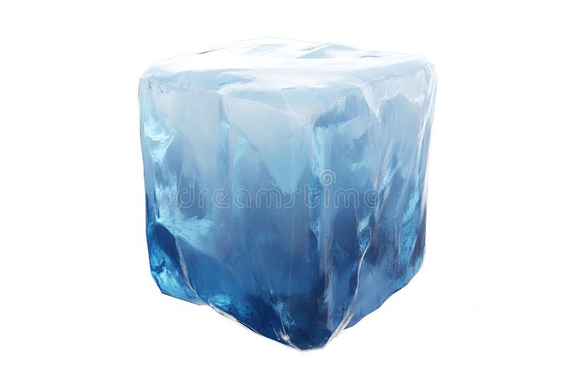 A Single Large Clear Ice Cube Isolated on White Background Perfect for ...