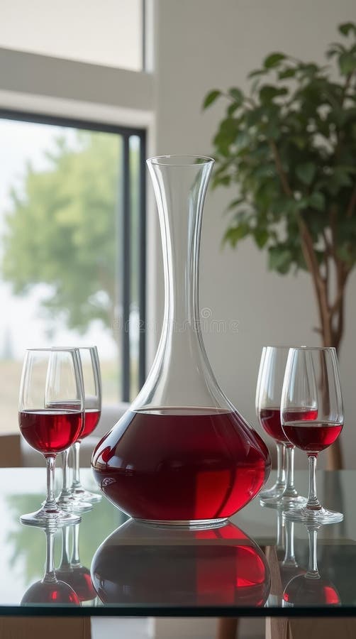 Single Large Decanter Red Wine Modern Glass Table Stock Photos - Free ...