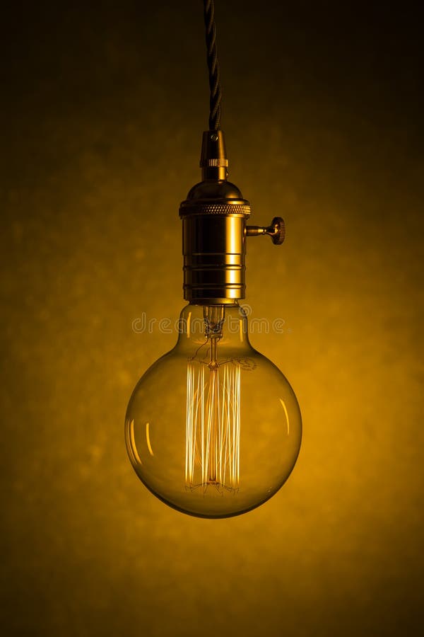 A Single Large Filament Hanging Edison Bulb. Stock Photo - Image of ...