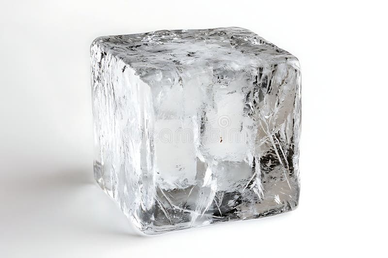 Large Clear Ice Cube on White Background Stock Illustration ...