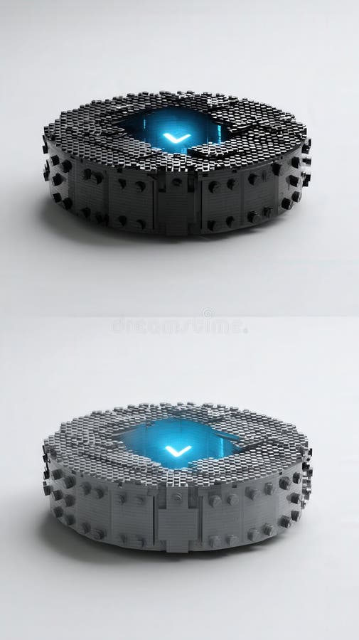 A Single Large LEGO-style Button, Round Shape, Built from Black, Stock ...